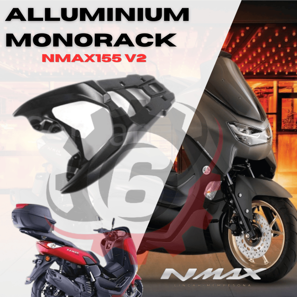 CNC PREMIUM HEAVY DUTY ALLOY LUGGAGE CARRIER MONORACK YAMAHA NMAX155 V2 ...