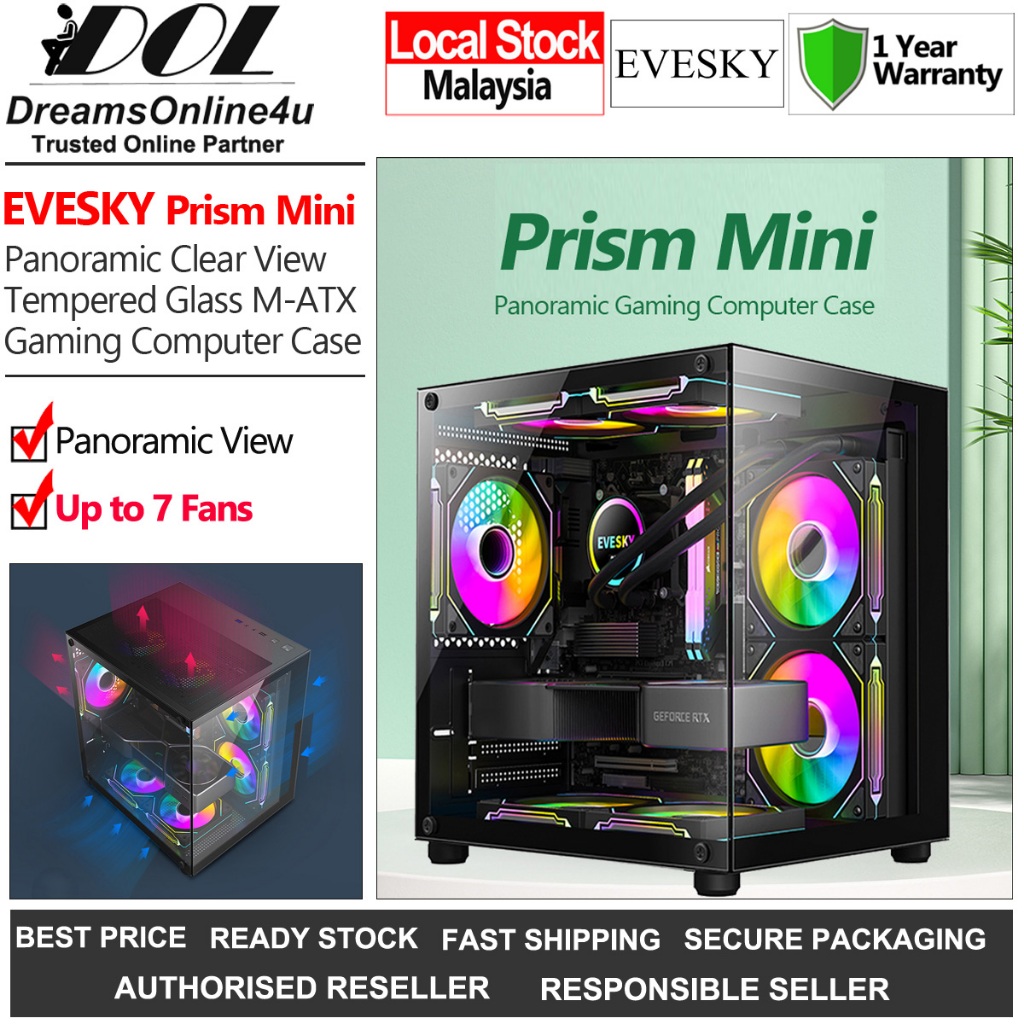 EVESKY Prism Mini Panoramic Clear View USB 3.0 Easy Cable Management ...