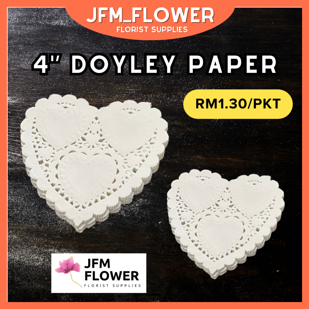 [RM1.30/PKT] +-100PCS !! Heart Shape White Dolly Paper/Doilies for Cake ...