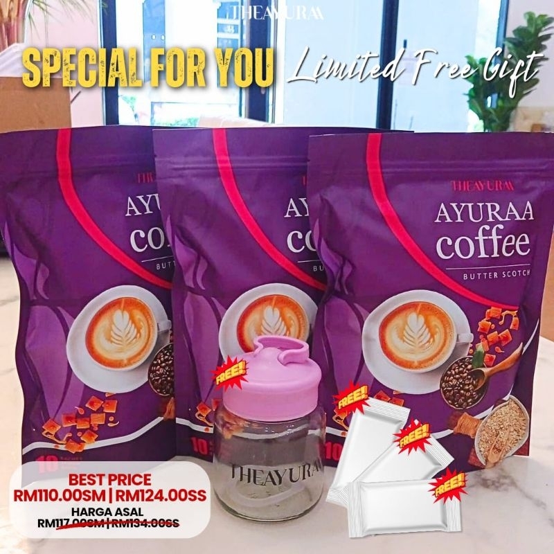 NEW BATCH!!! SLIMMING AYURAA COFFEE PREMIUM FULL PACK 10 SACHET FREE 1 ...