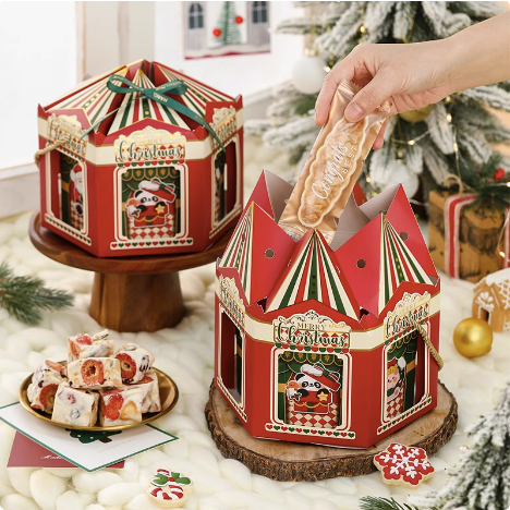 Christmas Hexagon Box | | FREE Candy Cookie Wrappers | Self Fold Box ...