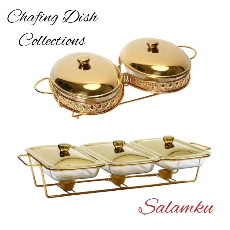 2.0L Stainless Steel Chafing Dish Round Buffet Tray Glass Food Warmer ...