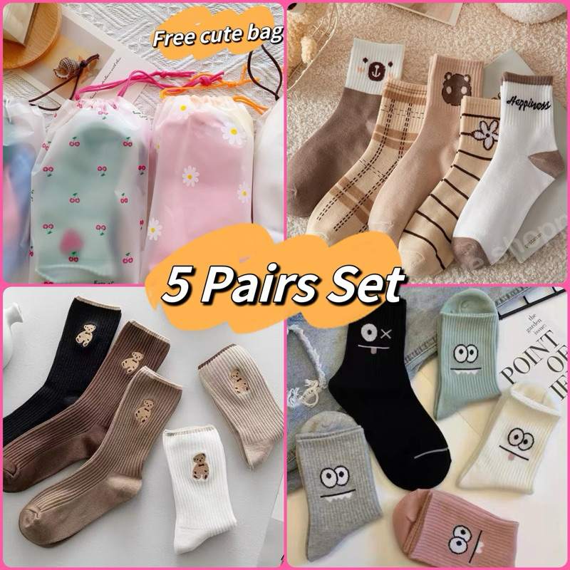 [5 pairs/pack]Cute Socks Cotton Women Socks soft socks cute socks tube ...