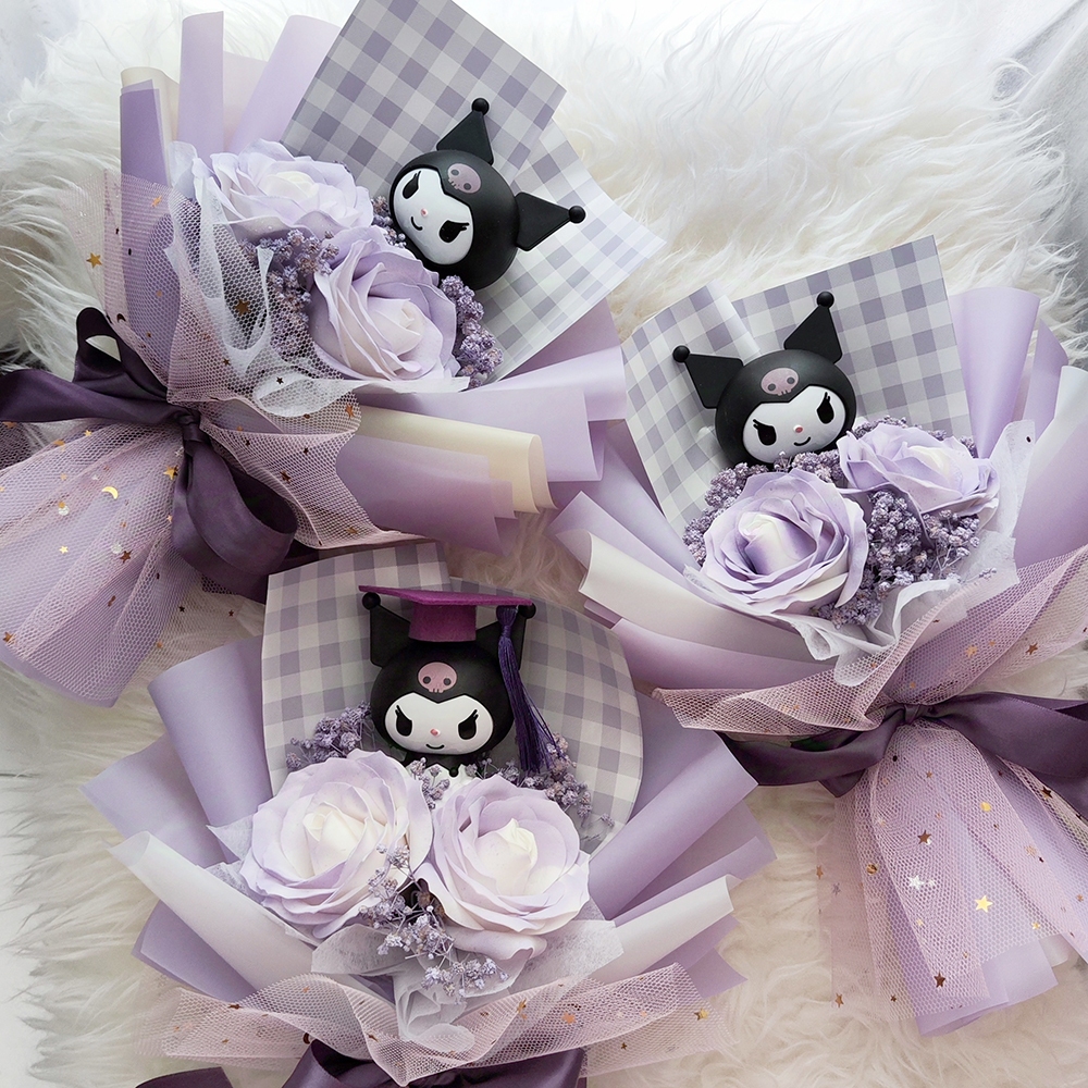 Kuromi Bouquet, Kuromi graduation bouquet, soap flower bouquet ...