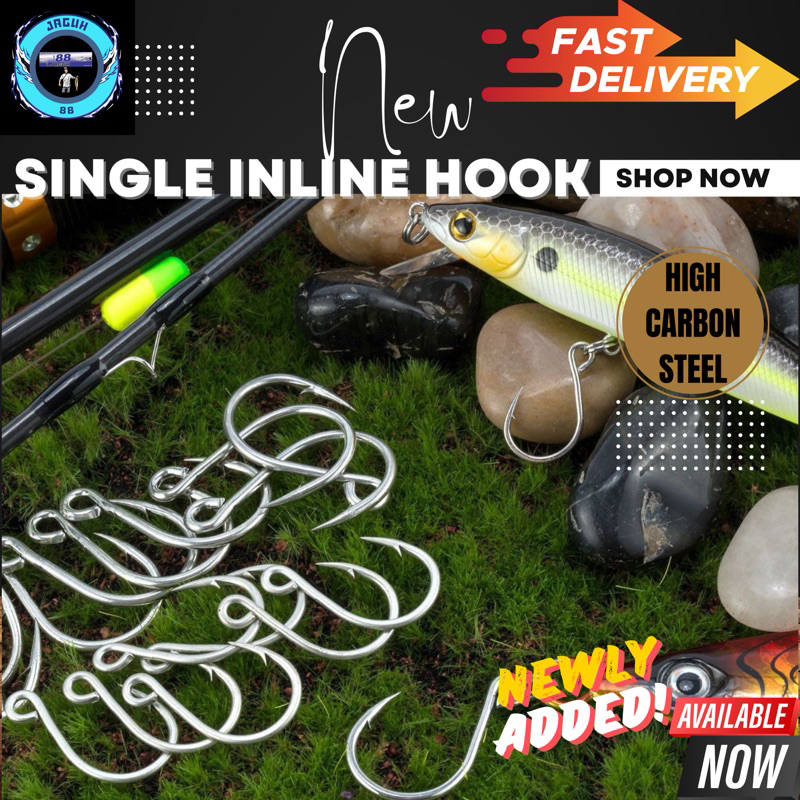 【4X】Japan/Single Inline Hook/ Anti rust fishing lure hook/ Mata Kail ...