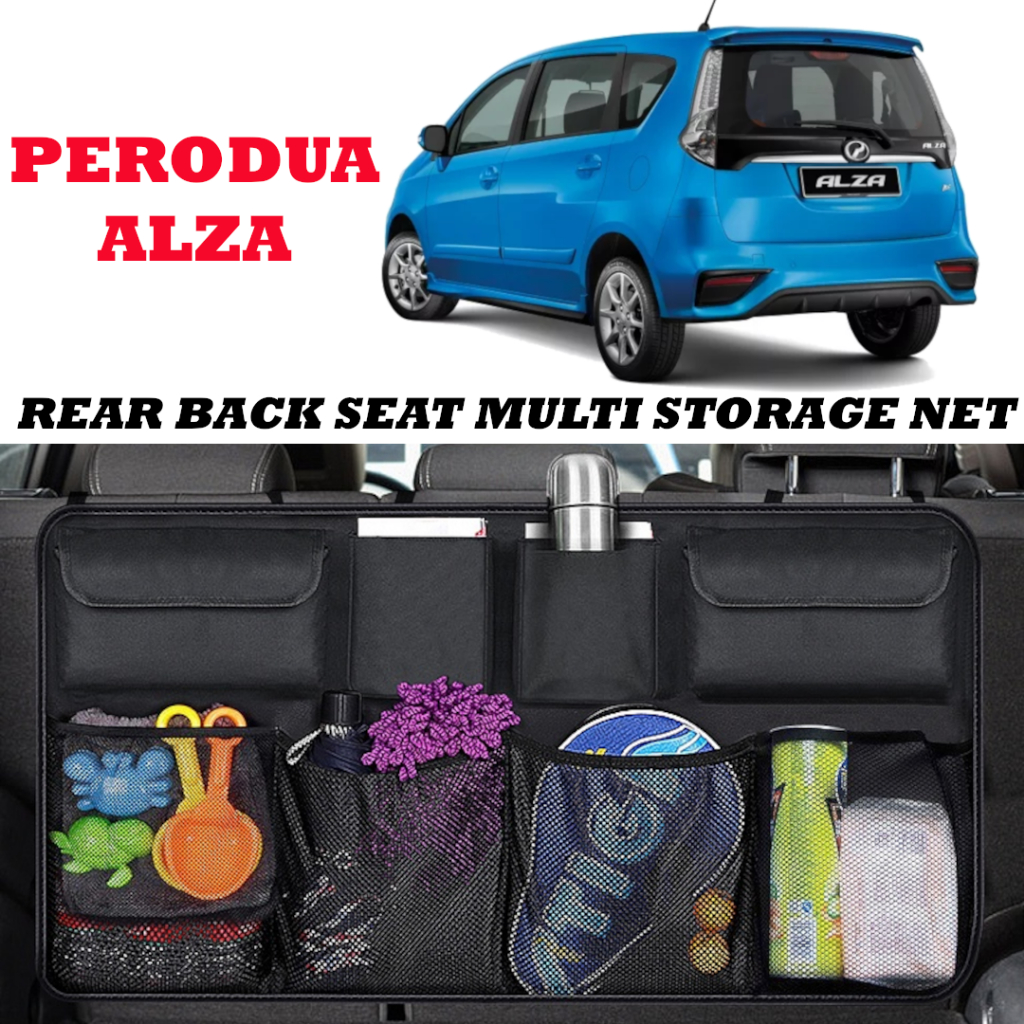 Perodua Alza Car Rear Back Seat Multi Storage Net Organizer Drink ...