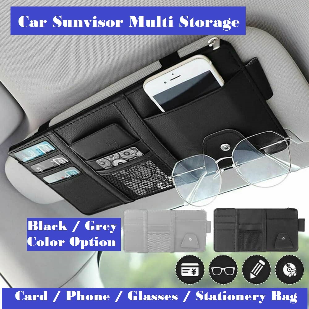 Car Sun Visor Organizer Storage Box Bag Beg Sunglasses Clip Hook Hanger ...