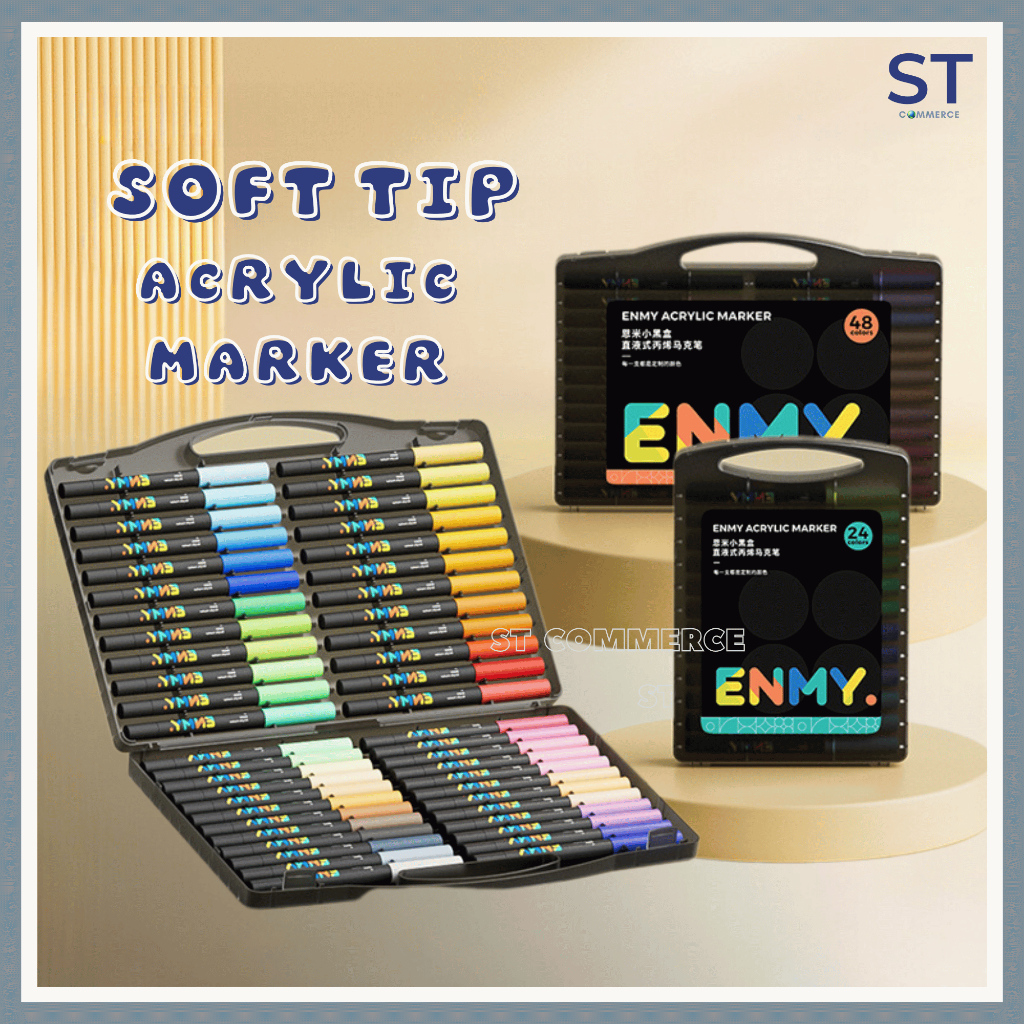 ENMY Acrylic Marker Soft Tip Pen Paint Drawing Colouring Painting Art ...