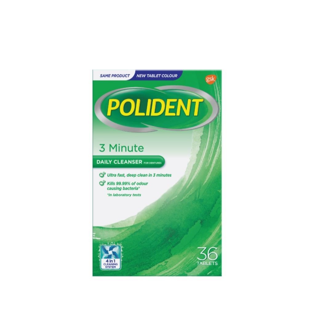 Polident 3 Minute Daily Denture Cleanser (36 Tablets)/Polident Denture ...