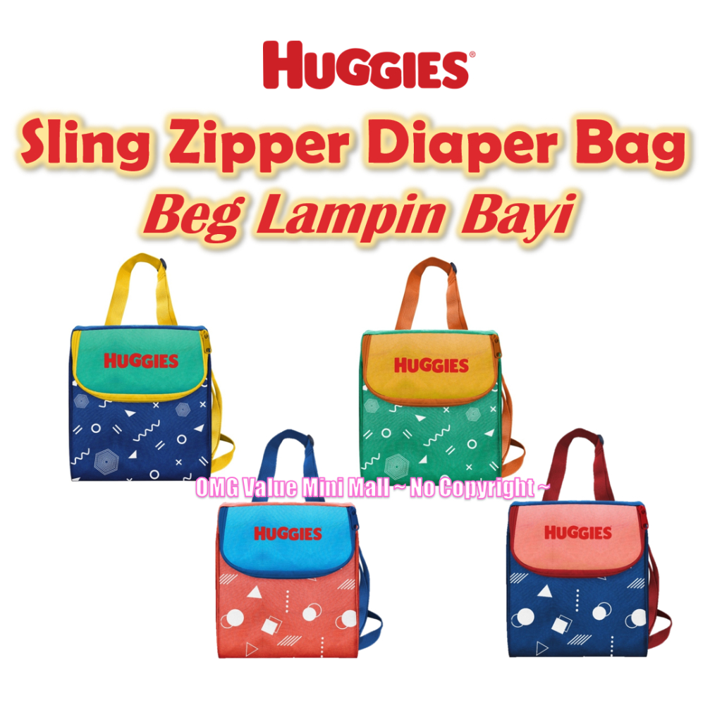 [Huggies] Small Sling Diaper Bag with Zipper - Mummy Cartoon Shoulder ...
