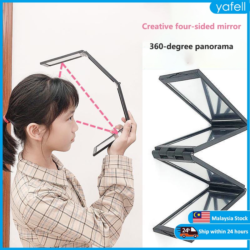 Folding four-sided mirror Portable multi-angle beauty mirror can cut ...
