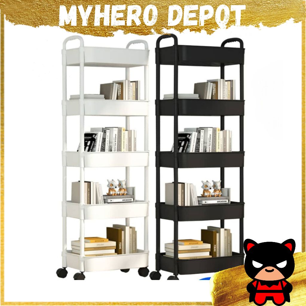 5 Tier Trolley Racks with Wheels Multifunction Storage Shelf Rack ...