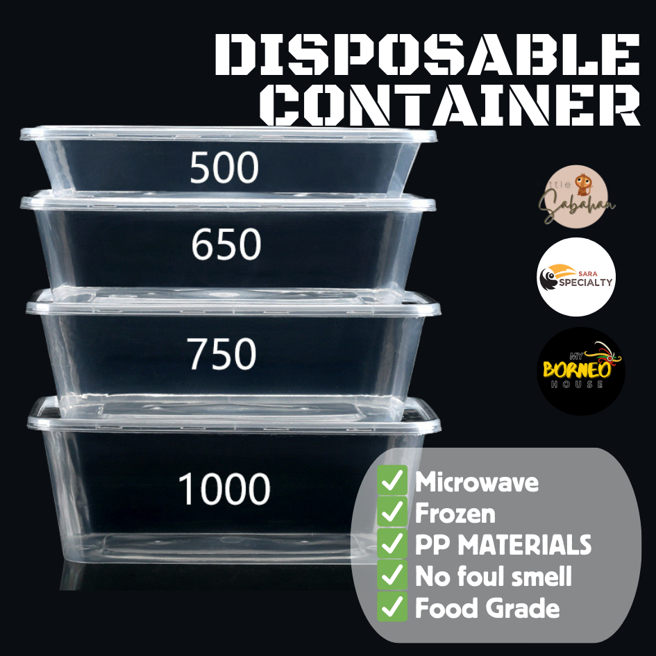 Transparent Rectangular Disposable Plastic PP Container with Lid ...