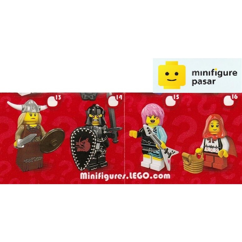 Lego 8831 Collectible Minifigures Series 7 - Viking Woman Evil Knight Rocker Girl Grandma ...