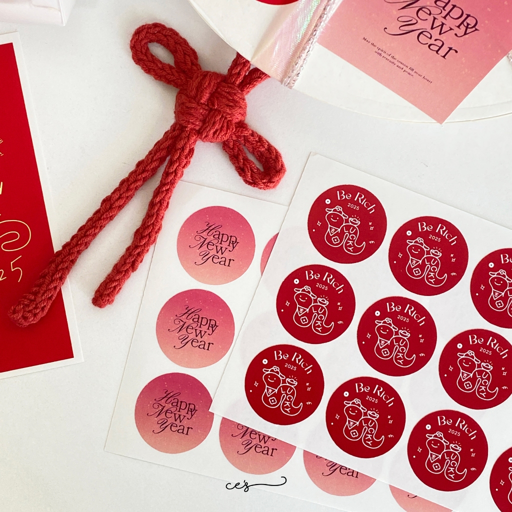 CNY New Year Label Sticker Decoration Box Seal Sticker 蛇年新年贴纸 | Shopee ...