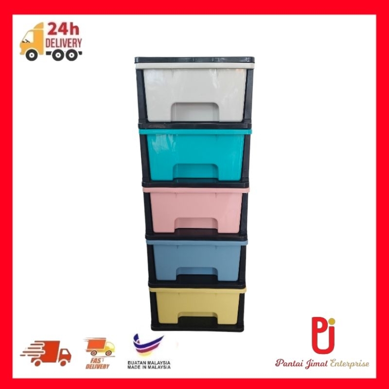 5 Tier Plastic Drawer Rack/Multipurpose Storage Cabinet | Shopee Singapore