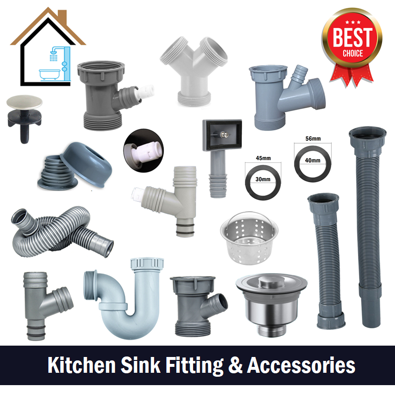 [Series: 1900] Kitchen Sink Waste Drain Pipe Accessories Overflow Tee ...