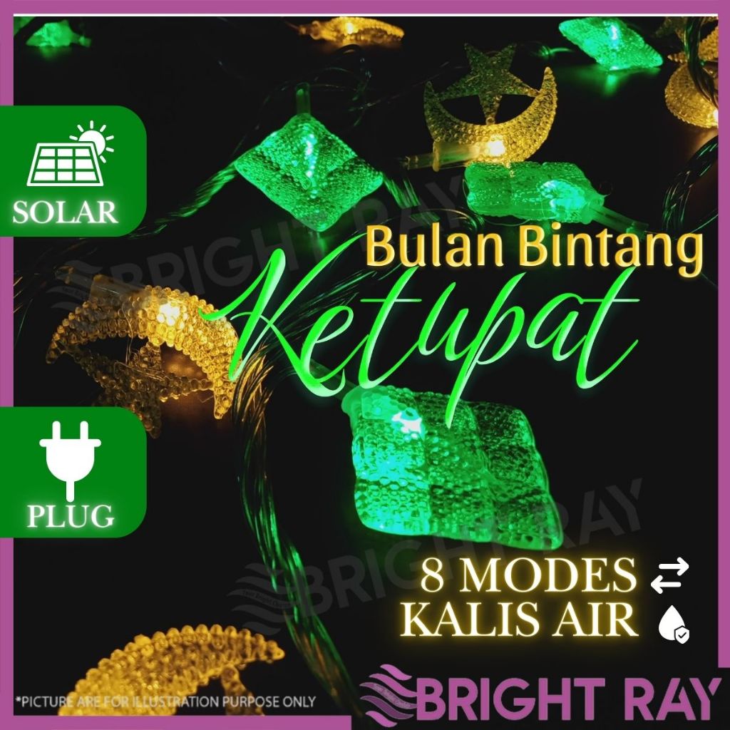 SOLAR / PLUG Bulan Bintang Ketupat Hari Raya Aidilfitri Raya Light LED ...