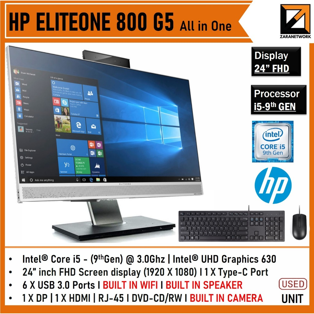 HP ELITEONE 800 G2/G3/G4/G5 AIO (1 YEAR WARRANTY T&C) CORE i5 (6th/8th/9th GEN) 24"inch UPTO ...