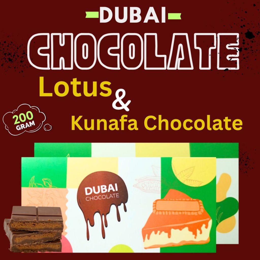 Viral Kunafa Lotus Chocolate Bar 200g Dessert | Shopee Singapore