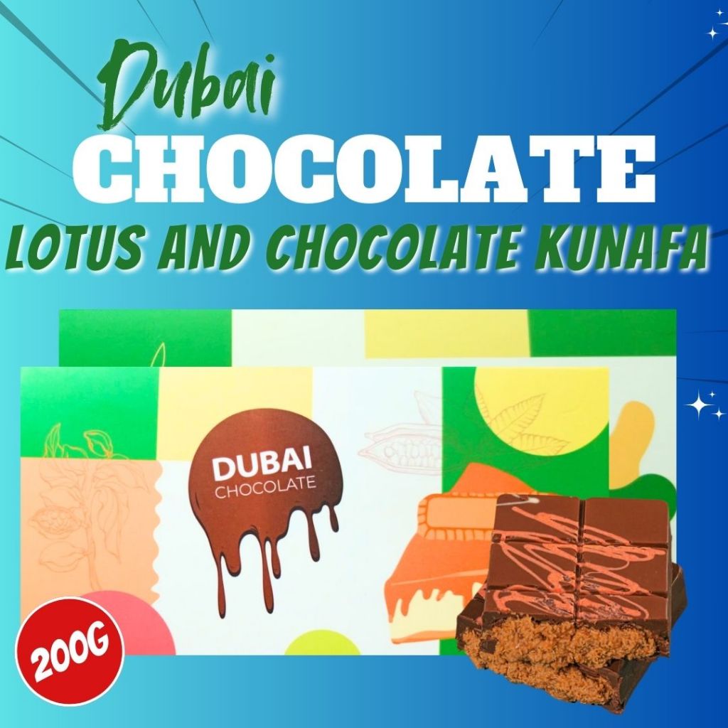 Viral Kunafa Lotus and Chocolate Dessert Bar 200g Halal Chocolate ...