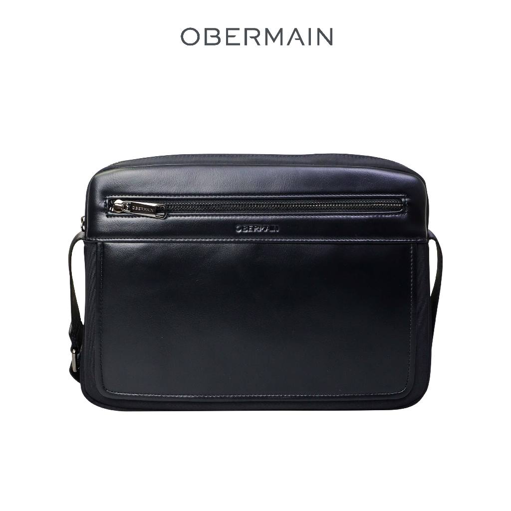 OBERMAIN Men's Messenger Bag / Synthetic Leather / Black / OBC481P1 ...