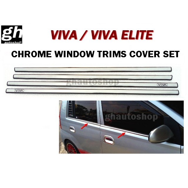 VIVA / VIVA ELITE sporty chrome window trims set with Viva logo (4pcs ...
