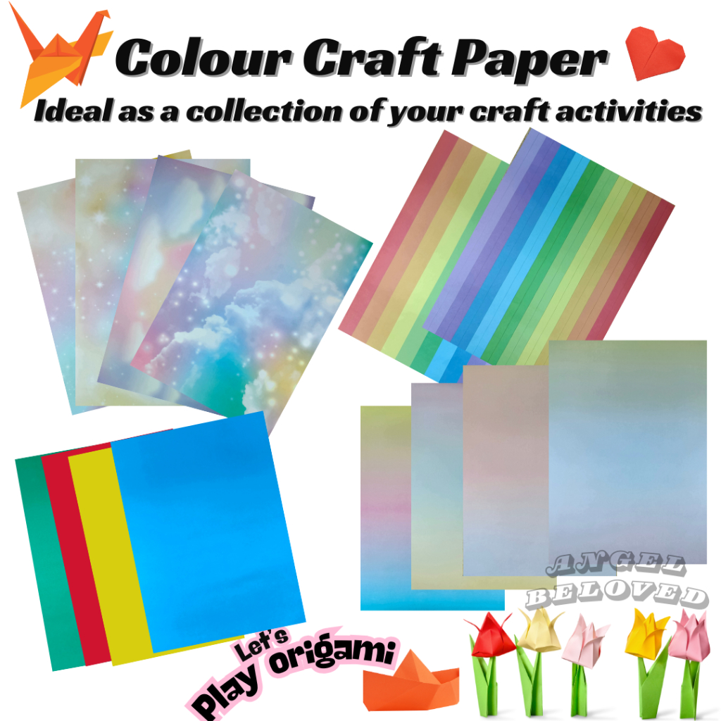A4 Colour Craft Paper Art Paper Origami Paper 80gsm A4 Kertas Warna ...