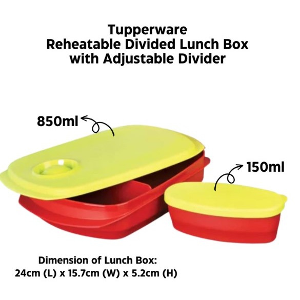 Tupperware Reheatable Divided Lunch Box 850ml (1 pc) | Shopee Singapore