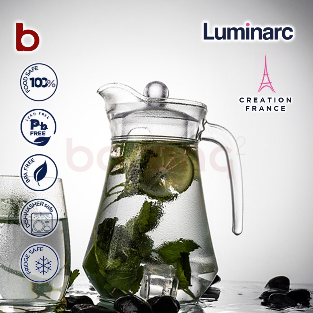 Luminarc Arc Water Jug With Lid 1L OR 1.6L | Arc Clear Glass Juice ...