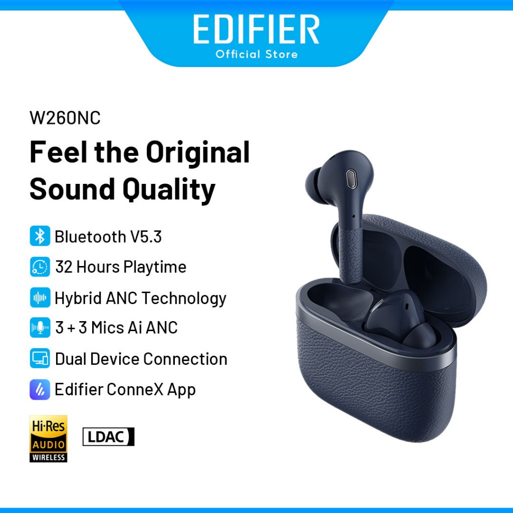 Edifier W260NC Hi-Res Wireless Noise Cancellation Earphones with ConneX ...