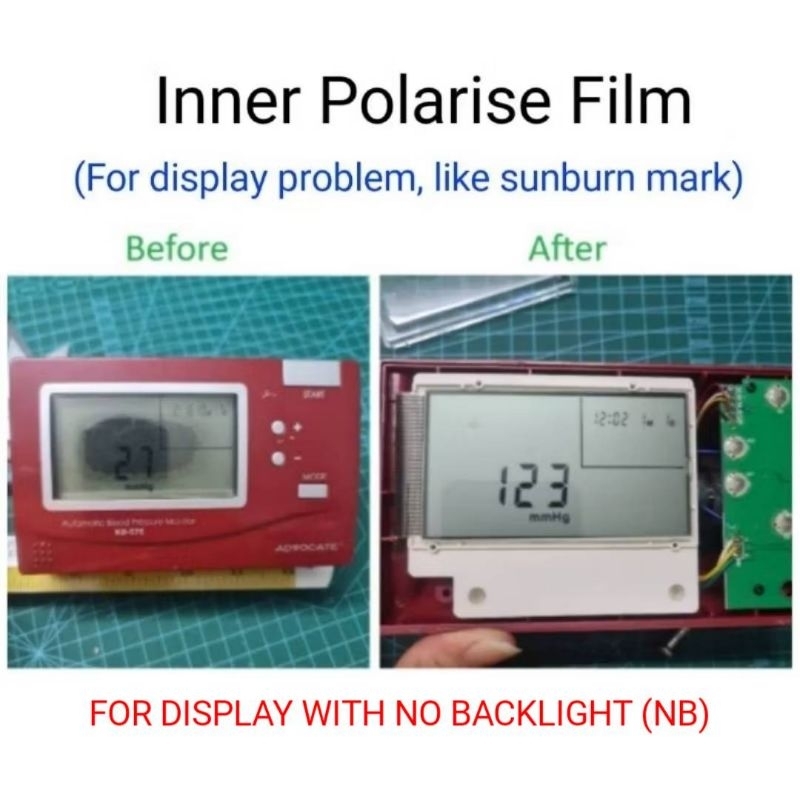 LCD Inner Polarise film (Silver reflective base) (Rectangular size) FOR ...