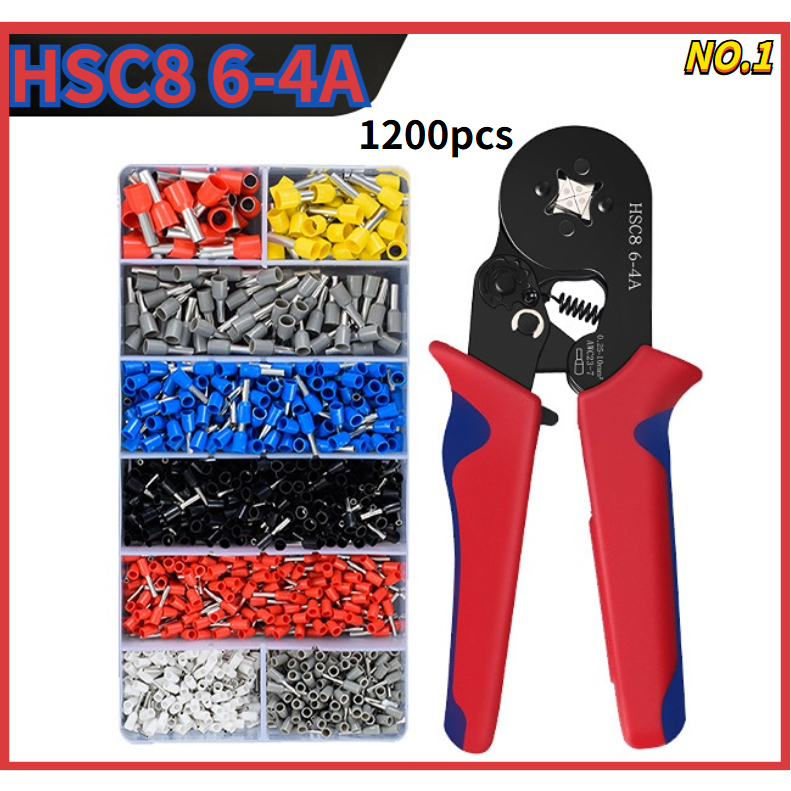 1200pcs Ferrule Crimper HSC8 6-4A Plier Kit Tubular Terminal Crimping ...