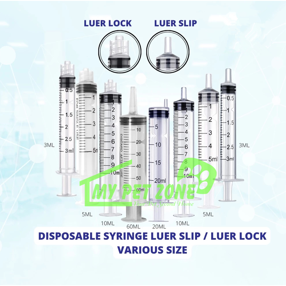 Disposable Liquid Syringe / Pet Cat Kitten Nursing Syringe Luer Slip Lock Picagari Ubat (1ml/3ml ...