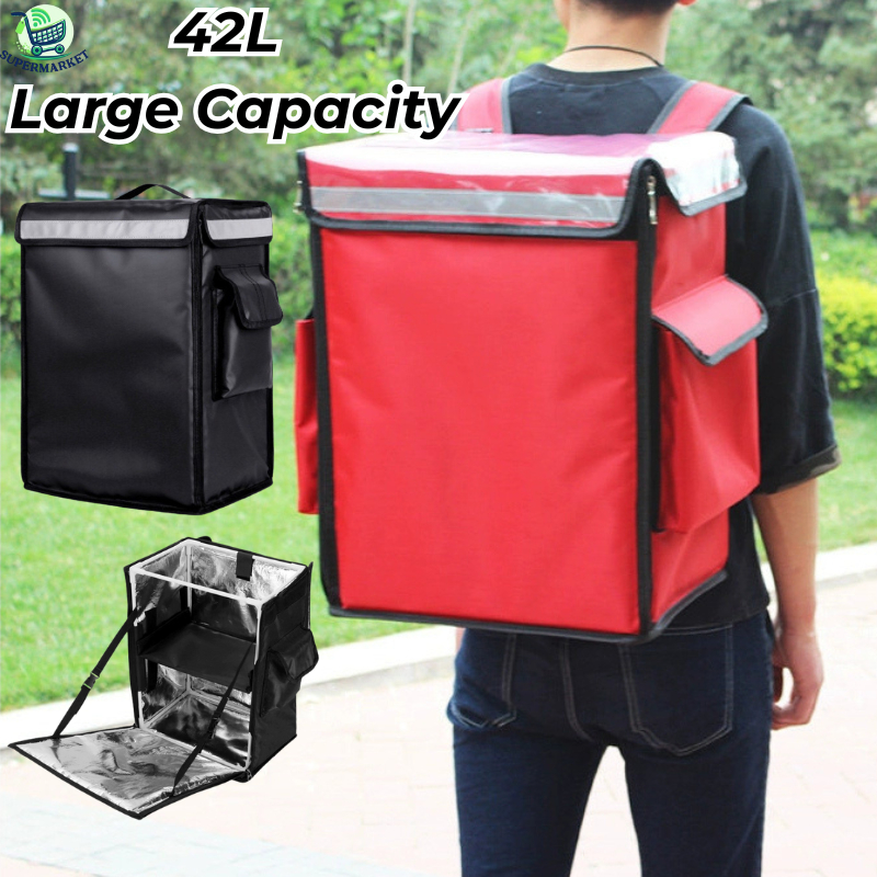 42L Waterproof Food Delivery Backpack Large Storage Bag with Support ...