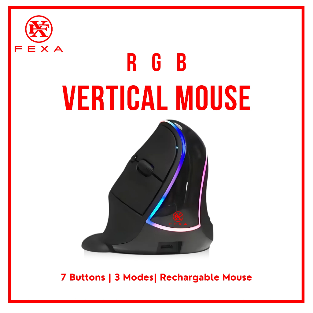 RGB Vertical Ergonomic Mouse – 3-in-1: Wireless | Wired | Bluetooth ...