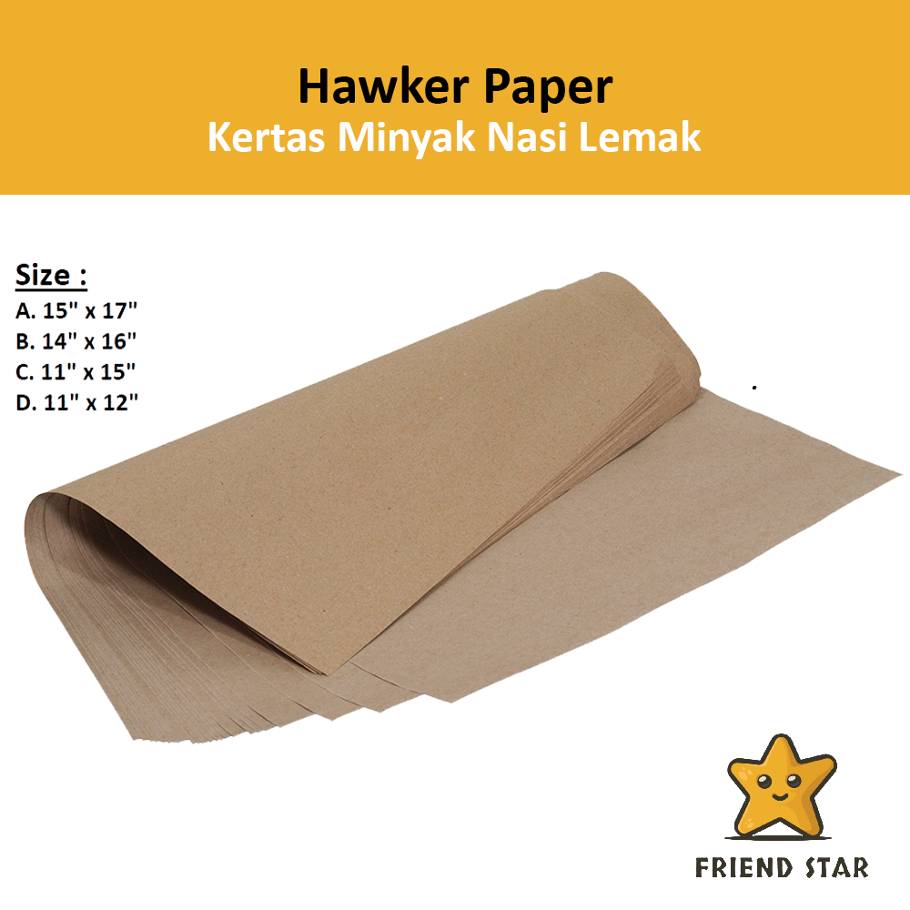 Kertas Pembungkus makanan (70pcs) Brown Hawker Paper / Food packaging ...