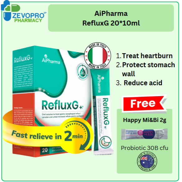 AiPharma RefluxG 10ml x 20 sachet [Exp: 09/2026] Fast Gastric Relief ...