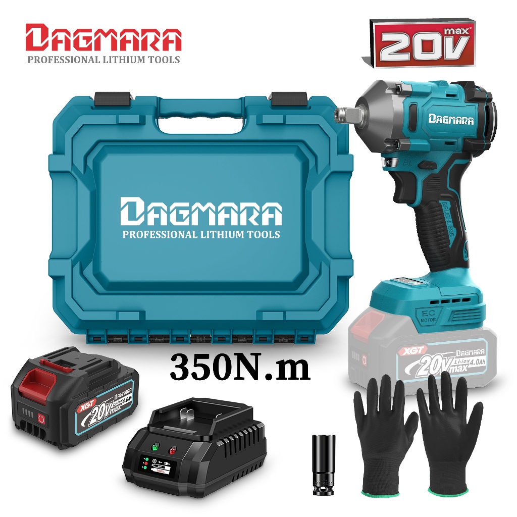 DAGMARA DIW01-350 Cordless Impact Wrench Driver Sockets Fast Charger ...