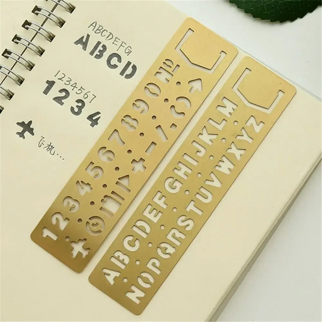 Number Letter Multi-Functional Hollow Ruler Drawing Templete Bookmark ...