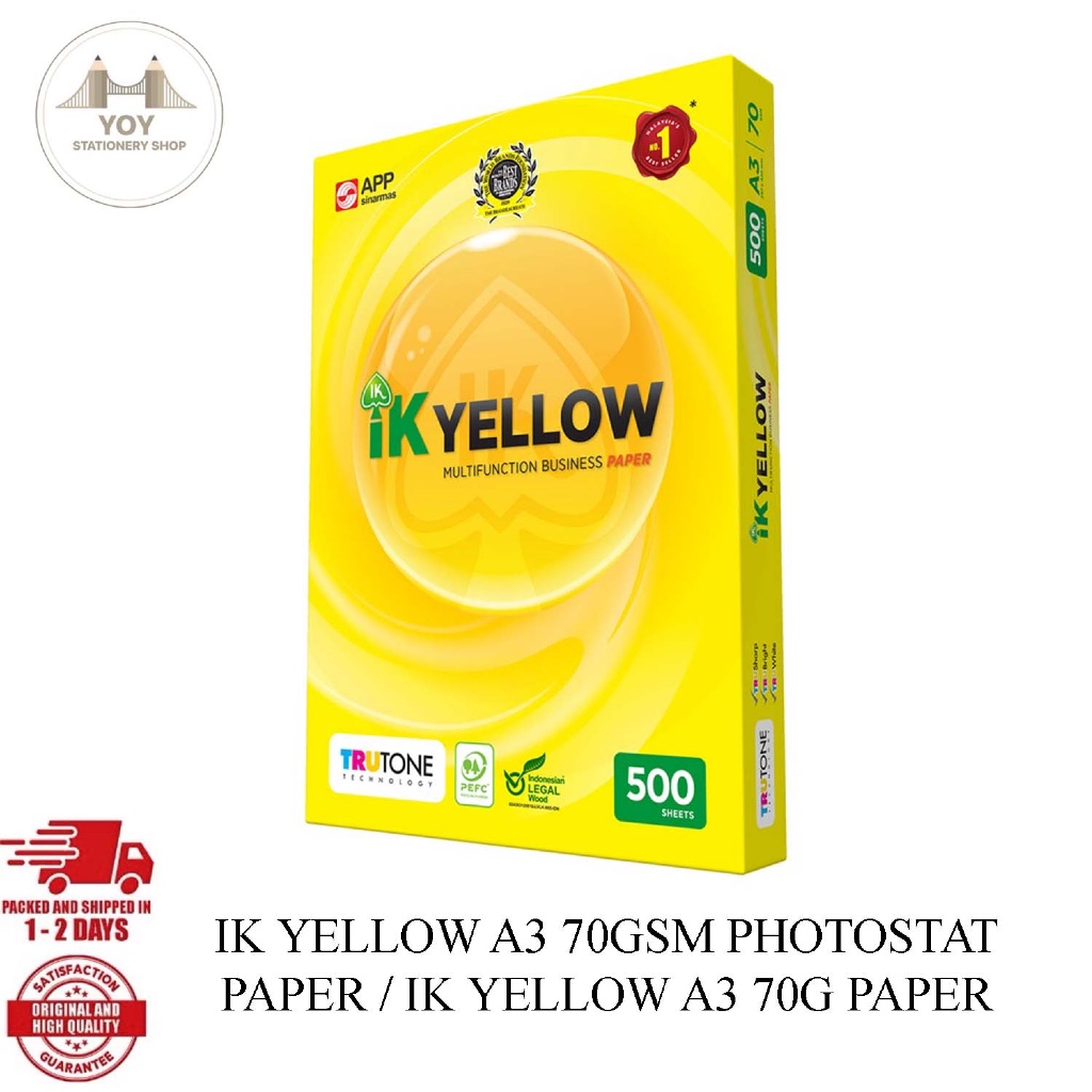 IK YELLOW A3 70GSM PHOTOSTAT PAPER / IK YELLOW A3 70G PAPER | Shopee ...