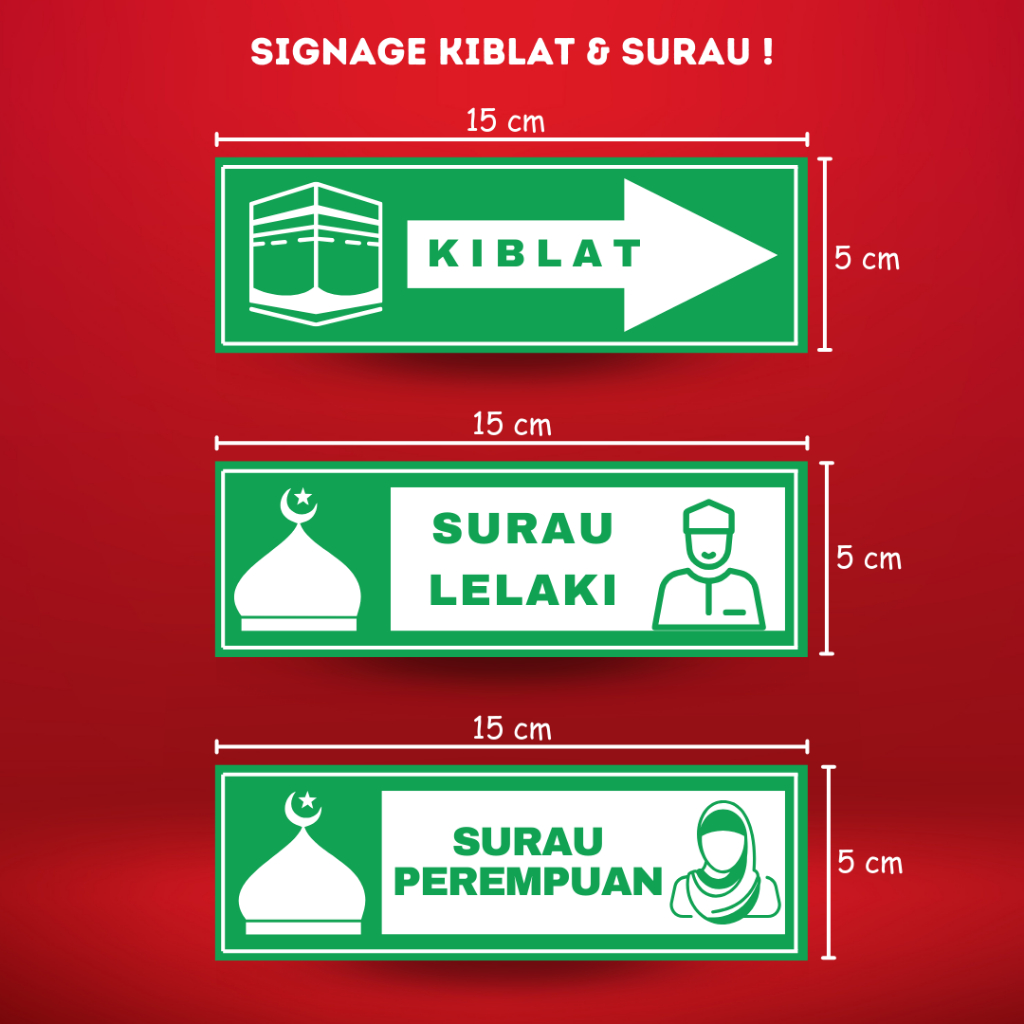 Sticker Kiblat & Surau/ Arah Kiblat / Kiblat Arrow / Kiblat Sign/ Surau ...