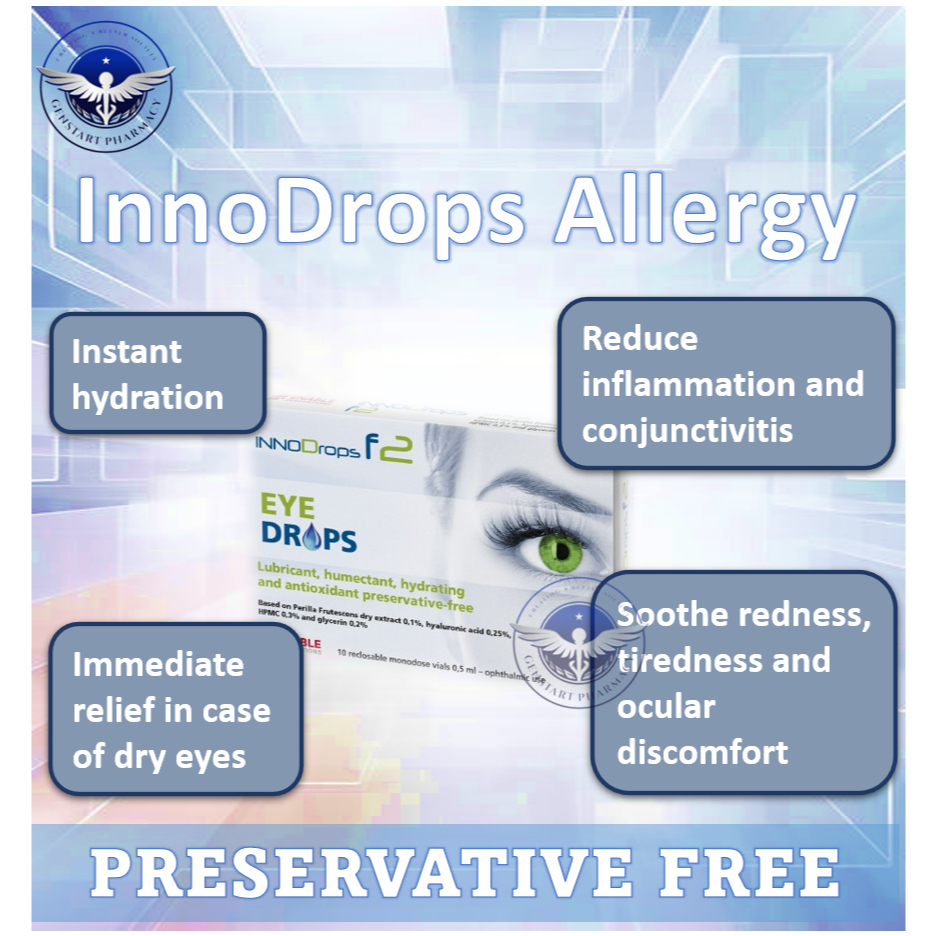 INNODROPS ALLERGY EYE DROPS HYALURONIC ACID & HPMC (0.5ML X 10'S) PRESERVATIVE FREE | Shopee ...