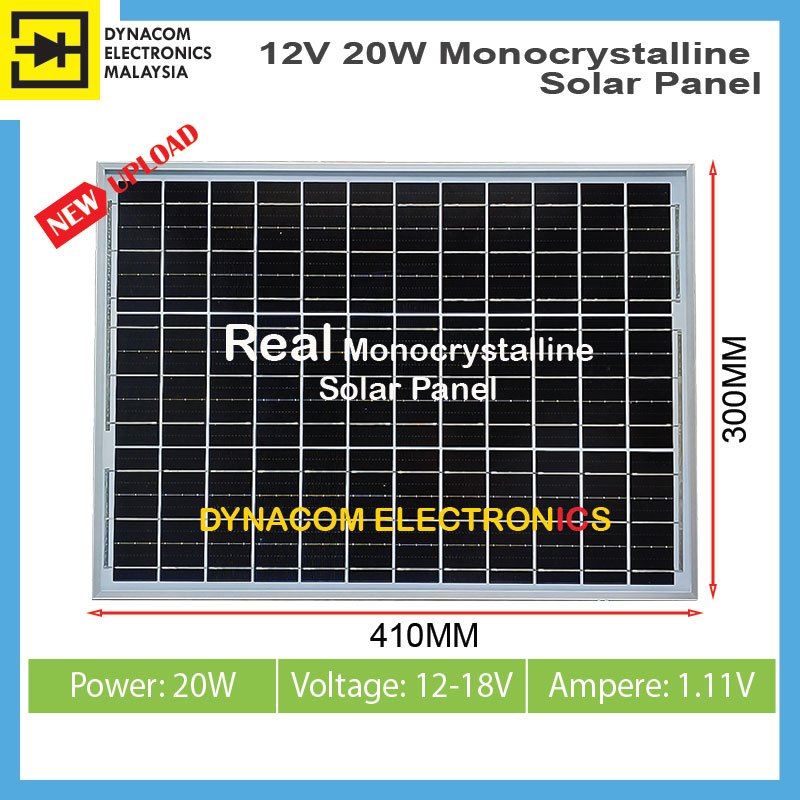 18V 20W Monocrystalline A-Grad Solar Panel 12V Battery Solar Charger ...