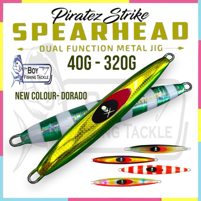 Piratez Strike SpearHead Dual Function Metal Jig Slow Fall Jigging Fast Sinking UV Lumo 40g 60g ...