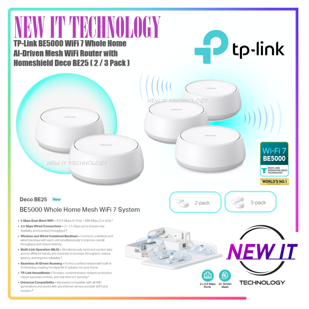 TP-Link Deco BE22 BE3600 & Deco BE25 BE5000 WiFi 7 Whole Home AI-Driven ...