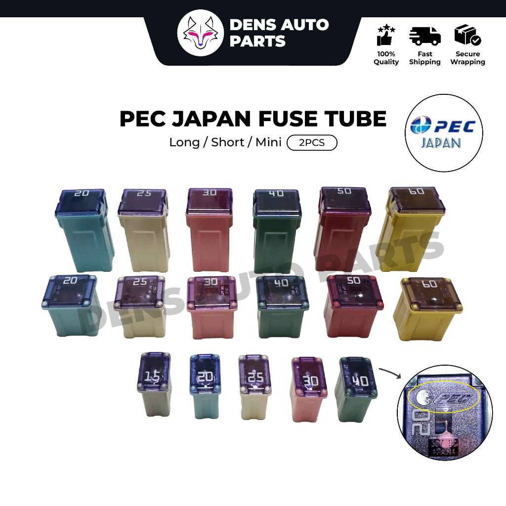 1PC PEC Japan 15A 20A 25A 30A 40A 50A 60A Universal Rectangle Car Fuse Square Auto FuseTube ...