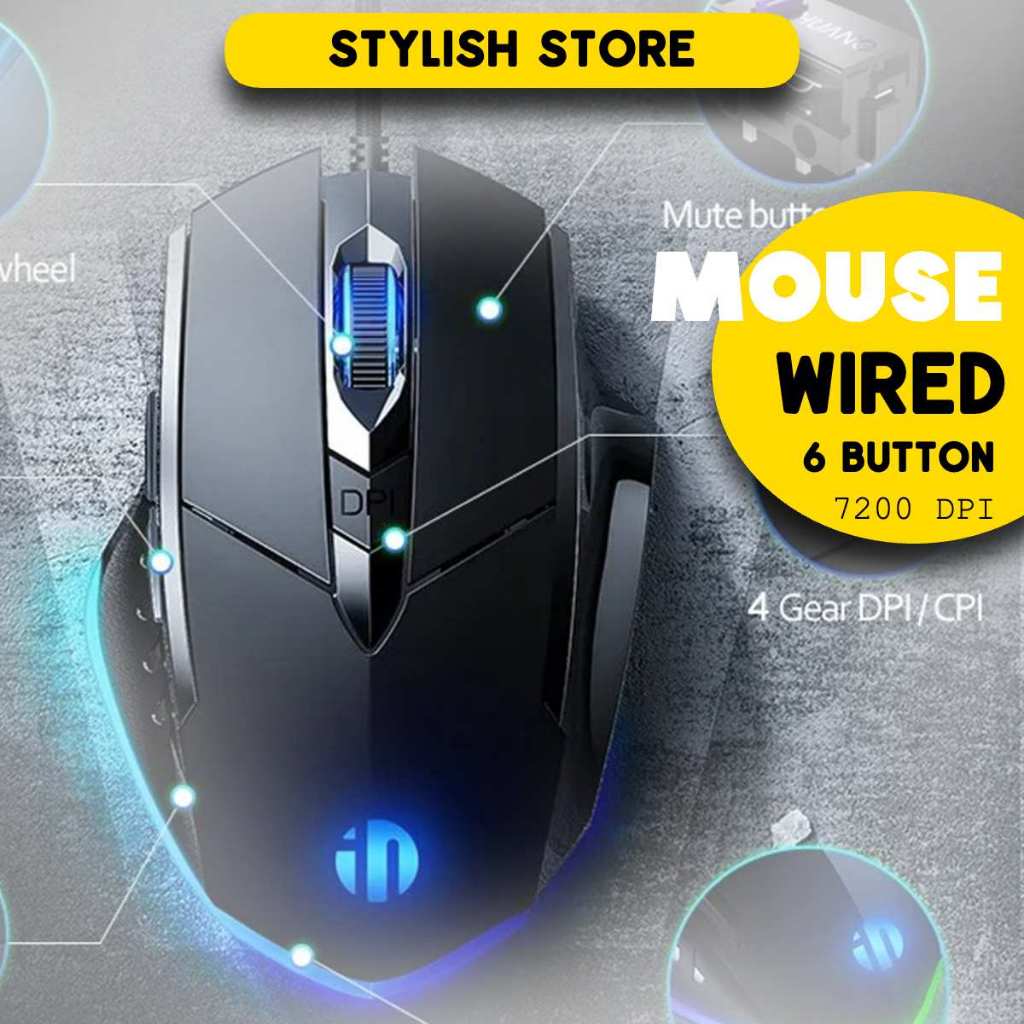 X11 Wired Mouse Computer Gamer Gaming Wire USB Game Mice 3200 DPI with ...