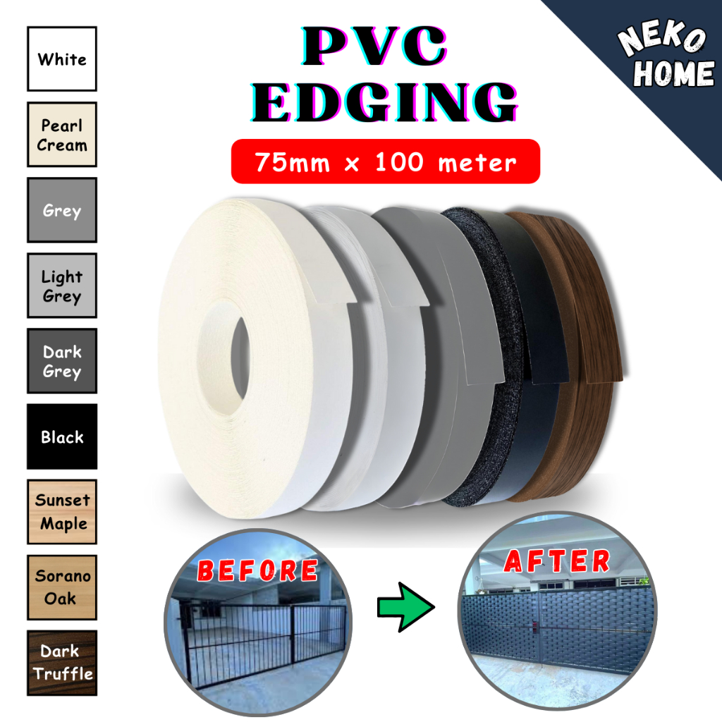 Pvc Edging Banding Foll Wood 75mm 100Meter Gate Decoration,Papan pagar ...
