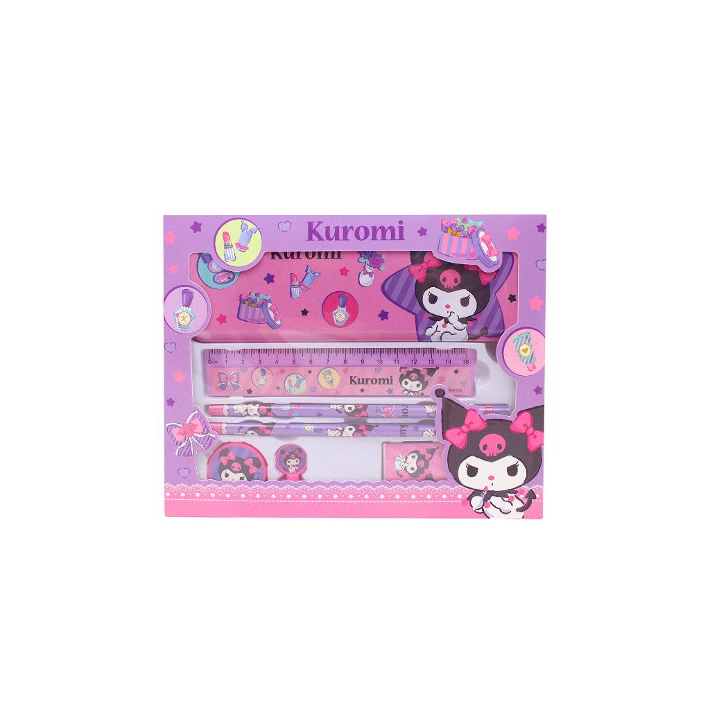 Sanrio Kuromi 6 in 1 Stationery Writing Set With Cartoon Characters Box ...